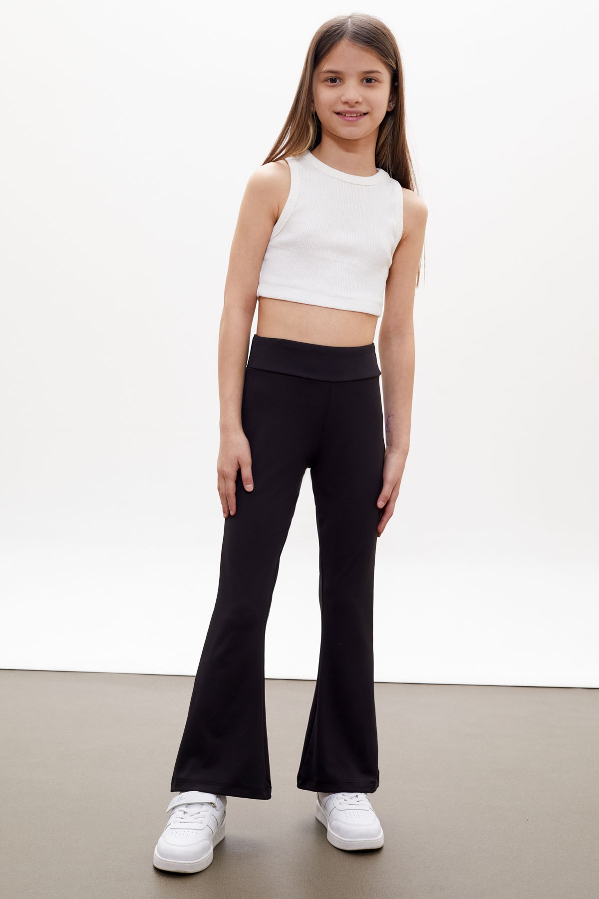 Siyah İspanyol Paça Basic Kız Tayt