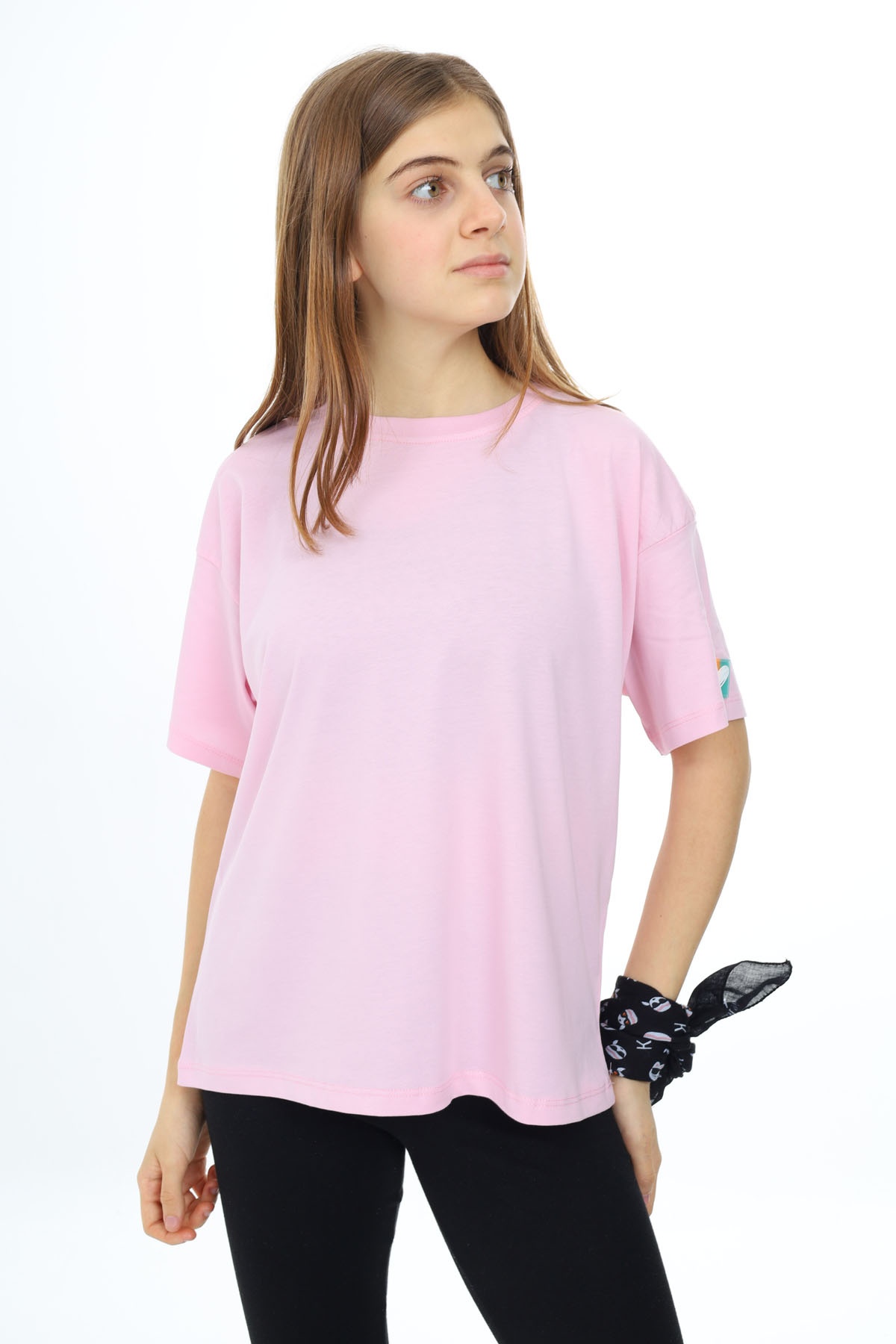 Toz Pembe Kısa Kollu Basic Kız Çocuk T-shirt