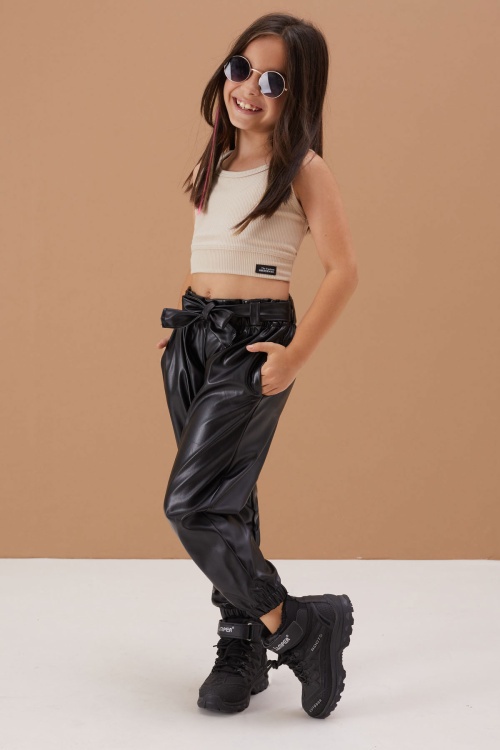 Kız Çocuk Deri Pantolon - Cansın Mini